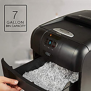 GBC Paper Shredder, Auto Feed, 130 Sheet Capacity, Super Cross-Cut, Small Home Office Shredder, Stack-and-Shred 130X (1757571) , Black
