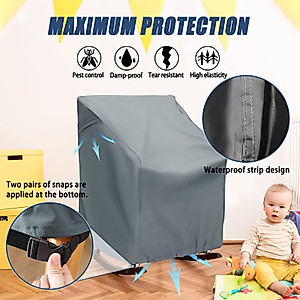 2 Pack Patio Rocking Chair Cover 27.5" L x 32.5" D x 39" H 420D Waterproof Oxford Fabric Production Outdoor Furniture Rocking Chair Covers - Grey