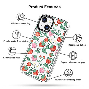 MOSNOVO Compatible with iPhone 13 Mini Case, Cute Strawberry Garden for Girl Women Men [ Buffertech™ Impact ] Transparent TPU Bumper Clear Phone Case Cover Designed for iPhone 13 Mini 5.4 Inch