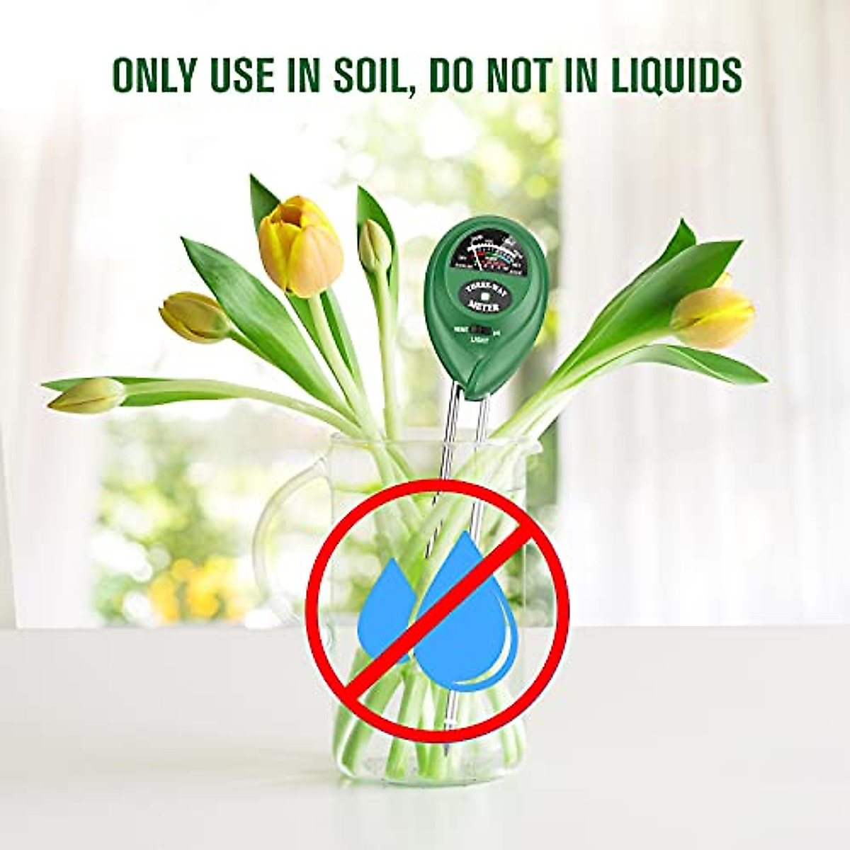 Atree Soil pH Meter, 3-in-1 Soil Tester Kits with Moisture,Light and PH Test for Garden, Farm, Lawn, Indoor & Outdoor (No Battery Needed)