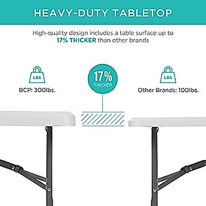 New Home Era Folding Table - Foldable Heavy Duty Plastic Table for Indoor & Outdoor Parties, Picnic, Camping, Wedding, BBQ Catering, Garden Dining - Fold-in-Half Portable Utility Table - White - 4ft