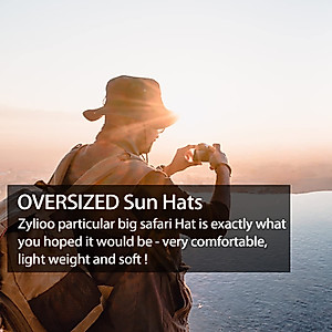 Zylioo XXL Washed Boonie Hats,Size 8 Travel Sun Hats for Hiking Camping Safari,Oversized Fitted Fishing Hat 64cm Army Green