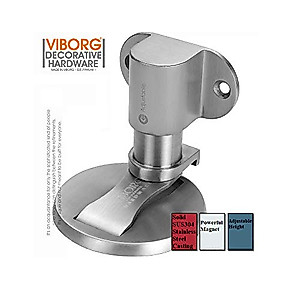 VIBORG Deluxe Solid SUS304 Stainless Steel Casting Adjustable Floor Mount Mounted Magnetic Door Stopper Doorstop Door Stop, RS-40F (1)