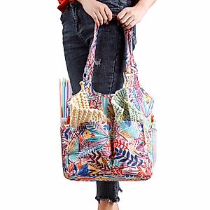 KOKNIT Waterproof Craft Bag, Portable Durable Shoulder Tote Travel & Yarn Bag with Drawstring Closure, Premium Organizer Bag for Yarn and Crafts