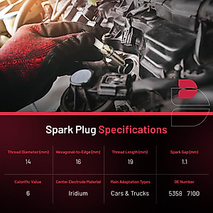 BDFHYK Set of 6 Iridium Spark Plug Compatible with Acura BMW Dodge Honda Jeep Mazda Ram 2.3L 2.5L 3.0L 3.2L 3.5L 3.7 L6 V6 Engine Replacement for 5358 ZFR6FIX-11 6441