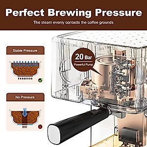 Geek Chef Espresso Machine, Espresso and Cappuccino latte Maker 20 Bar Pump Coffee Machine Compatible with ESE POD capsules filter&Milk Frother Steam Wand, for Home Barista, 950W, 1.5L Water Tank