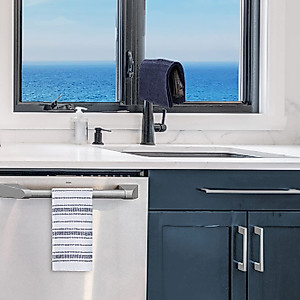 Nautica 100% Cotton Kitchen Towels Set of 3 | 18" x 28" Super Absorbent Reusable Cleaning Cloths, Tea Towels, Hand Towels for Drying Dishes | Navy/White Multi Dish Towels for Kitchen