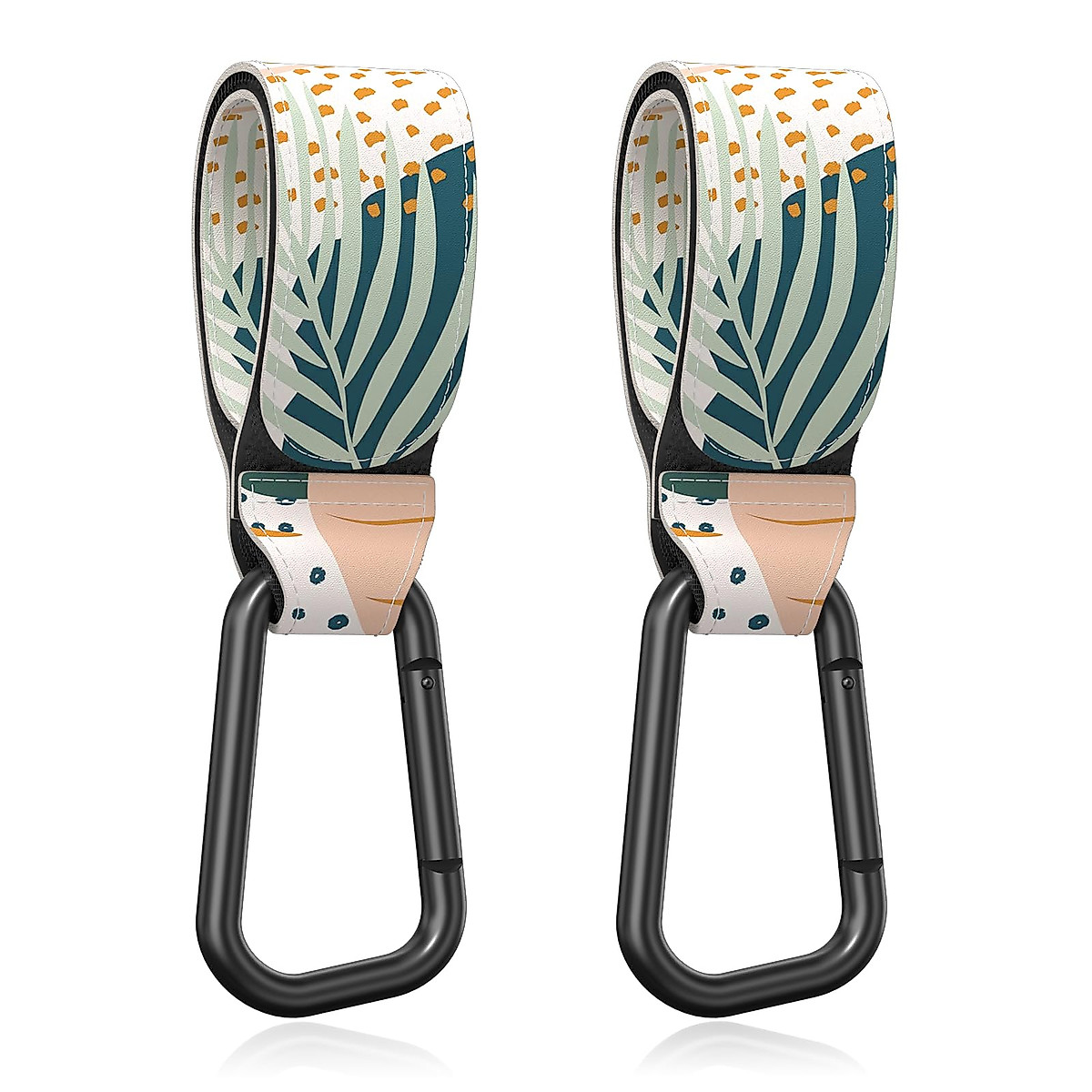 Gukeniu Baby Stroller Hooks for Hanging Bags, Universal Stroller Clips Accessories, Mommy Hook for Diaper Bag, Shopping Cart, Purse, Backpack - 2 Pack, Abstract Leaf