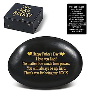 Father's Day Gifts, Gifts for Dad, Birthday Gifts for Dad, Dad Birthday Gifts Wallet Card, Engraved Rock with Words, Rare Unique Gift for Your DAD, Your HERO.