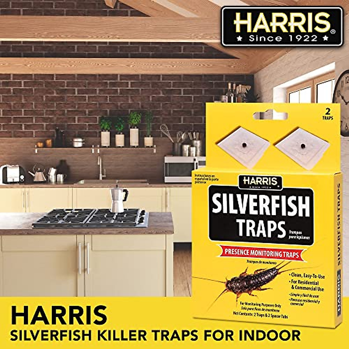 Harris Silverfish Killer Traps for Indoor, 2-Pack