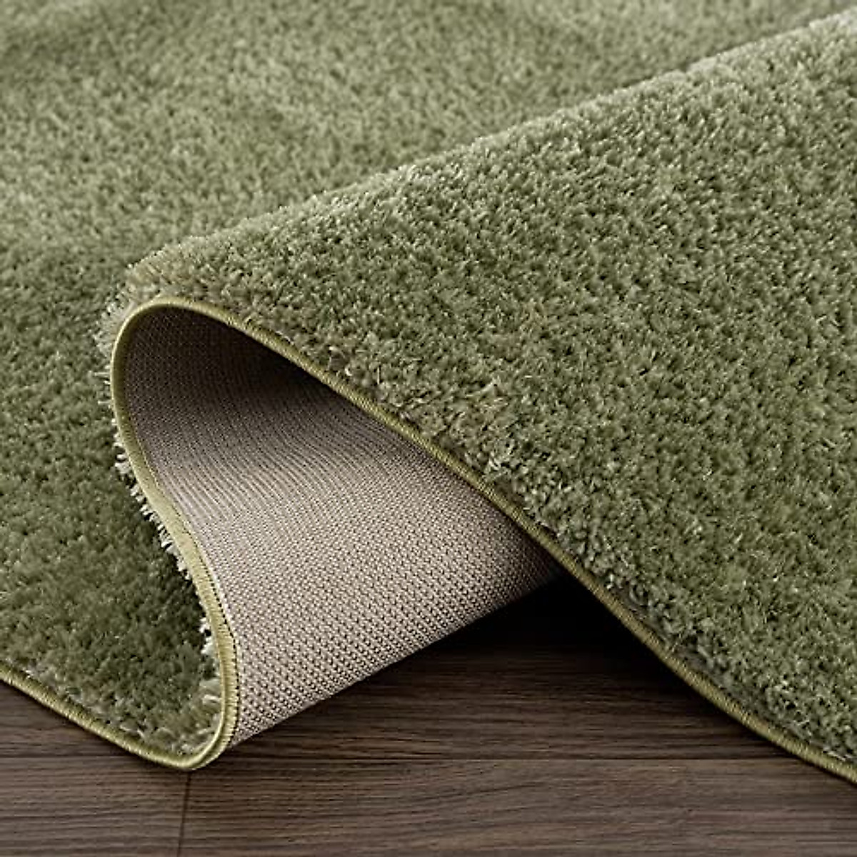 Hauteloom Heavenly Solid Shag Area Rug for Living Room Bedroom - High Pile Fluffy Carpet - Soft Shaggy Cozy Plush Rug - Green - 6'7" x 9'