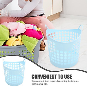 Luxshiny Flexible Laundry Baskets, 30l Hollow Plastic Laundry Hamper Washing Basket Clothes Storage Bin Sundries Organizer with Carrying Handles for Bathroom