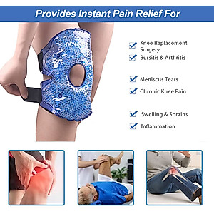 NEWGO Gel Beads Knee Cold Pack for Injury Reusable Ice Packs for Knee Replacement Surgery, Arthritis, Swelling, Bruises - 2 Pack