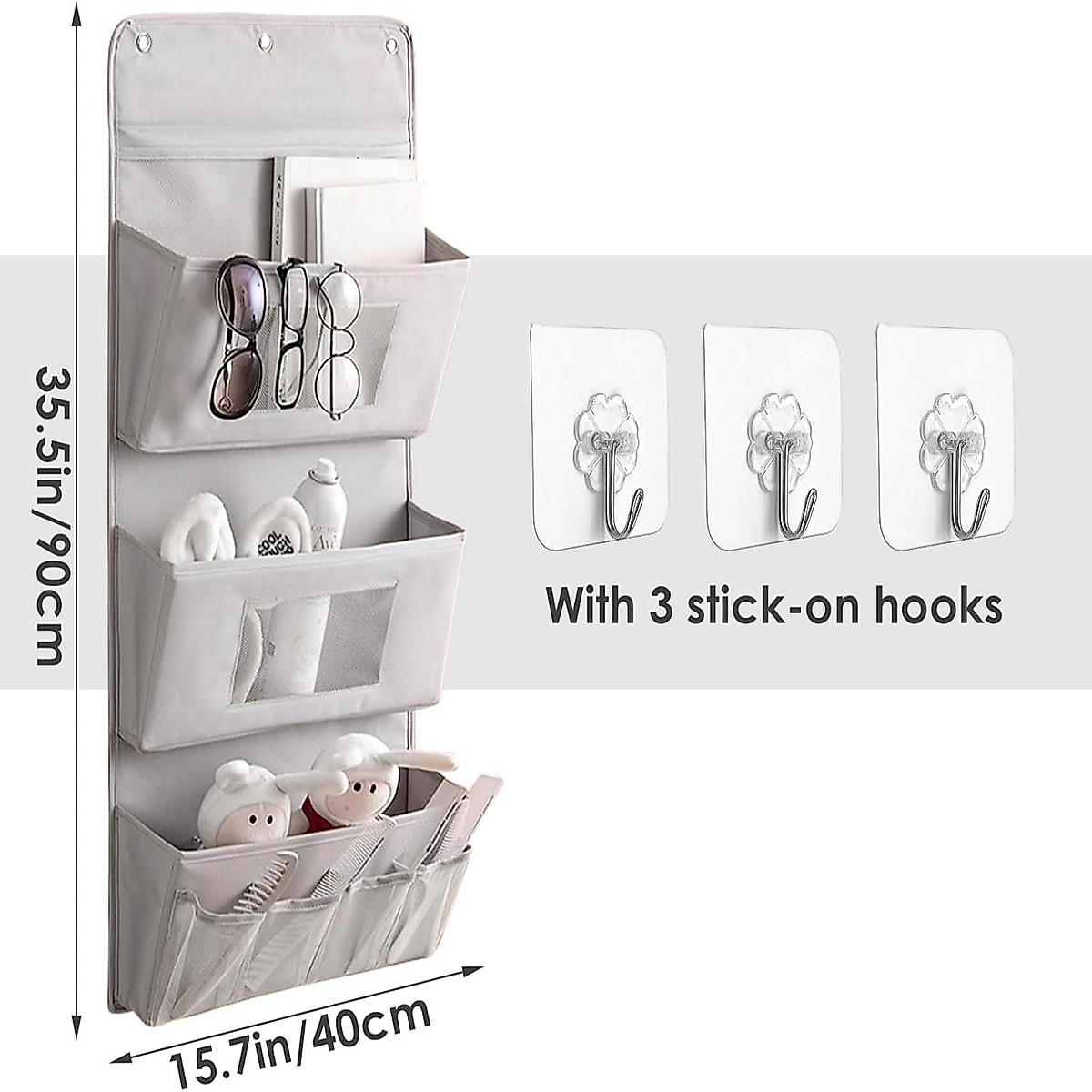 Zyrellix Wall Hanging Organizer Canvas, Wall Hanging Basket with Pockets, Oxford Cloth Wall Organizer, Waterproof Hanging Storage Bag for Kitchen, Bedroom, Bathroom, Door, Office