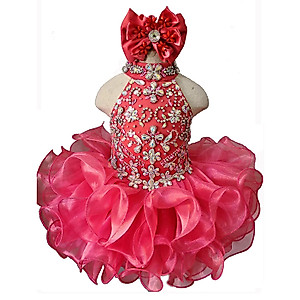 Junguan New Born Baby Girls Short Halter Cupcake Pageant Dresses Princess Birthday Party Tutu Ball Gowns 3 US Mint Green