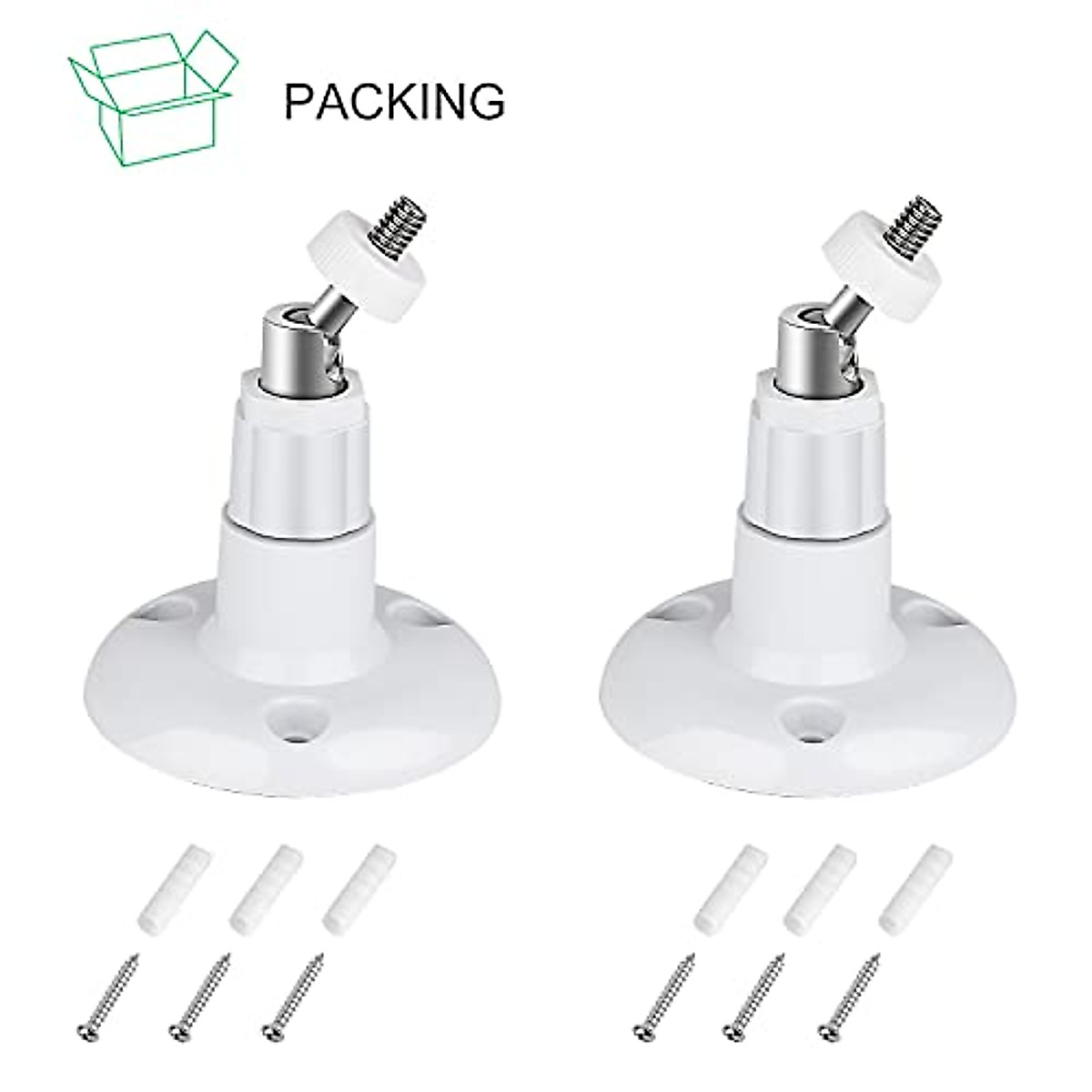 2Pack Adhesive Wall Mount for Ring Stick Up Cam & Ring Indoor Cam, 360 Degree Adjustable Screwless Bracket for Your Ring Surveillance Camera, 2 Ways Installation Without Drilling