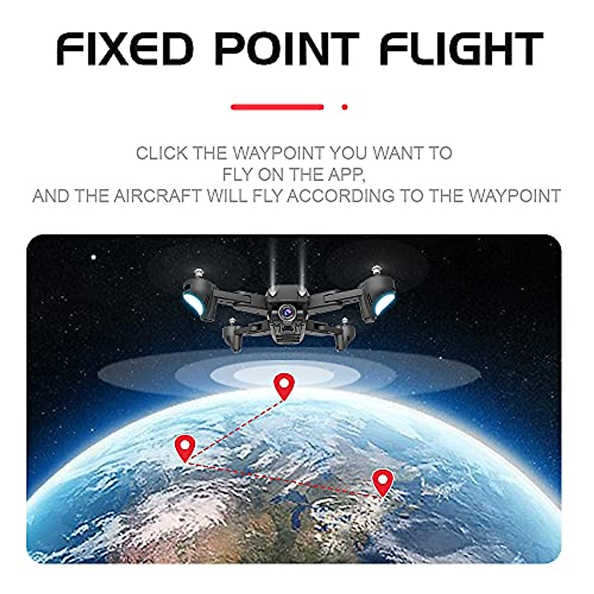 Lozenge Drones with Camera for Adults 4K Quadcopter Helicopter RC Drones for Adults Optical Flow Positioning Dual Cameras UAV (2 Battery&1080P WiFi Camera, Black)