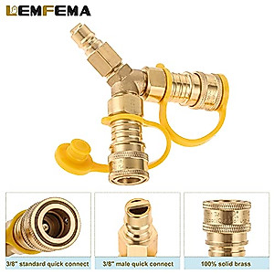 Lemfema 3/8” Y Splitter Natural Gas Quick Connect/Disconnect Adapter, Suitable for Low Pressure Natural Gas or Propane Systems for Natural Gas Grill, Patio Heater, RV, Fire Pit