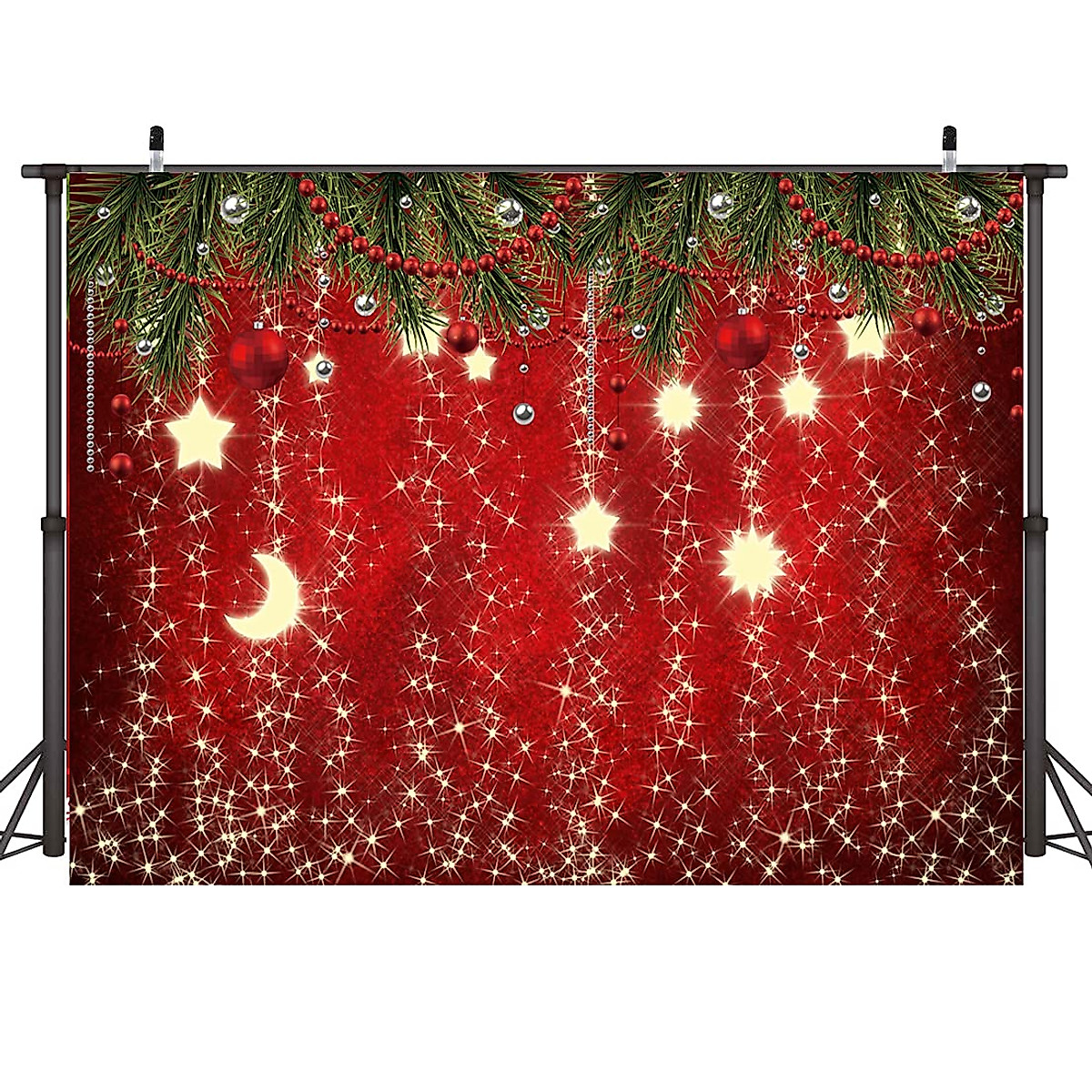 LTLYH Red Christmas Photography Backdrop Sparkling Starst Christmas Backdrops 7x5f Glittering Stars Christmas Photo Backdrop Christmas Holiday Party Decorations Props Background 073