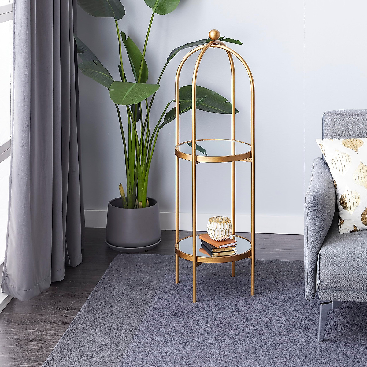 Deco 79 Metal Solid Shelving Unit, 16" x 18" x 46", Gold