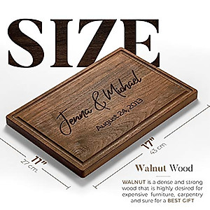 Personalized Walnut Cutting Board with Coasters, Mineral Oil and Gift Wrap Available - Customize Your Own Chopping Board Made in USA (Design 16, 3. Walnut 17"x11")