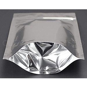 CleverDelights 8oz Silver Stand Up Pouches - 100 Pack - 6" x 9" x 3" - Resealable Bag 6x9x3 Inch