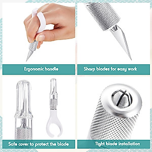 Lasnten 2 Pack Fingertip Craft Knife 4.2 Inch Finger Detail Knife with Blades Ergonomic Hobby Knife Handle with Finger Grip Cutting Tool for Precision Cutting and Trimming, 10 Pcs Blades