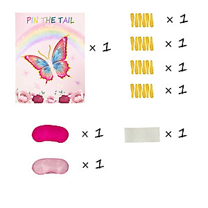 Epotys Butterfly Birthday Party Supplies,Pink Birthday Decorations,Pin The Tail on The Butterfly Game,Butterfly Birthday Party Decorations Favors