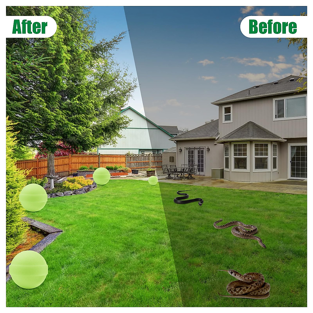 ZHEN TING 24 Pack Snake Repellent for Yard Powerful, Snake Away Repellent for Outdoors, Moth Balls for Snakes, Pet Safe Snake be Gone for Lawn Garden