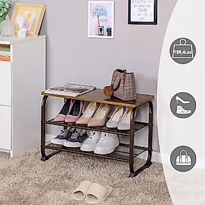 VASAGLE Shoe Bench Rack, 3-Tier Storage Shelf for Entryway Hallway Living Room, Industrial Accent Furniture with Steel Frame, 11.8 x 26.0 x 17.7 Inches, Rustic Brown