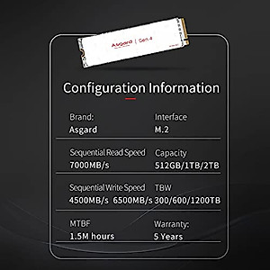 Asgard SSD AN4 Plus ssd GEN4X4 M.2 2280 Pcle 4.0 7000 MB/s NVMe 2TB Internal Hard Disk for Desktop SSD Storage and Memory for Laptop & PC Desktop