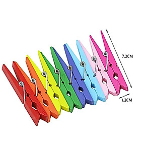200 Pack Colored Wooden Clothes Pins, 10 Colors Wooden Clothes Pins with 66FT Jute Twine, Rainbow Clips for Photos, Pictures, Clothing Hanging (2.83 in)