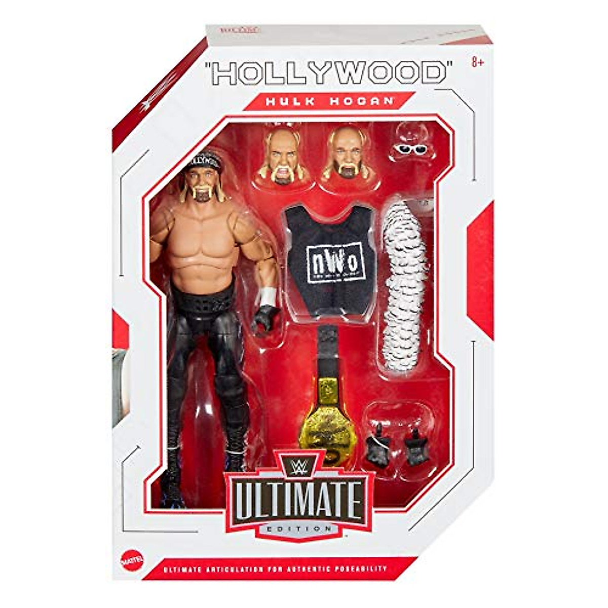 WWE Ultimate Edition Wave 7 Hollywood Hogan Action Figure 6 in with Interchangeable Entrance JacketLanternExtra Head and Swappable Hands for Ages 8 Years Old and Up
