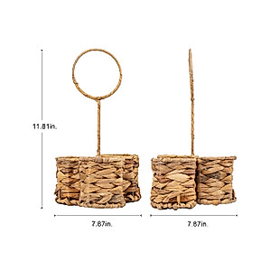 JoJo Fletcher Utensil Caddy Silverware Holder - 3 Section Woven Silverware Caddy Utensil Organizer for Countertop - Farmhouse Cutlery & Flatware Caddy for Kitchen, Party, BBQ, Buffet, Picnic, Camping