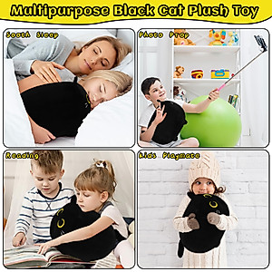 Black Cat Plush Stuffed Animal-11.8'' Black Cat Plush Toy, Black Cat Plush Pillow, Cute Soft Plush Cat Plushie Stuffed Cat Toys, Cat Plush Pillows Toy Doll Decoration Doll Gift for Kids Girls Boys