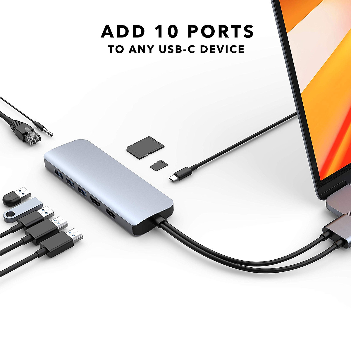 Docking Station, USB C Hub, TOTU 9 in 1 Triple Display Docking Station with Collage Display Mode, Dual 4K HDMI, VGA, 100W PD, 3 USB 3.0 and TF/SD Card Reader for MacBook Pro Air and Type-C Laptops