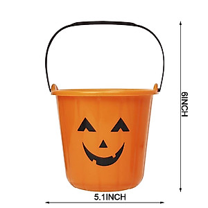 Zcaukya Halloween Pumpkin Trick Treat Bucket, 6 Pack Halloween Pumpkin Candy Bucket, Trick Treat Bucket, Portable Plastic Candy Pumpkin Pails