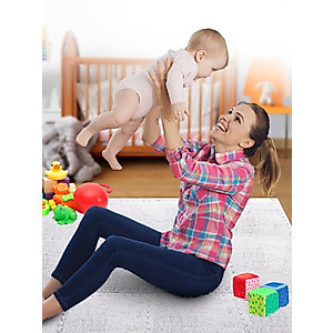 12 pcs Thickened Plush Foam Interlocking Floor Mat, Interlocking Foam Tiles with Edgings for Baby, Soft Anti-Slip Puzzle Area Square Rug Playmat for Children Room Bedroom(11.8", White)