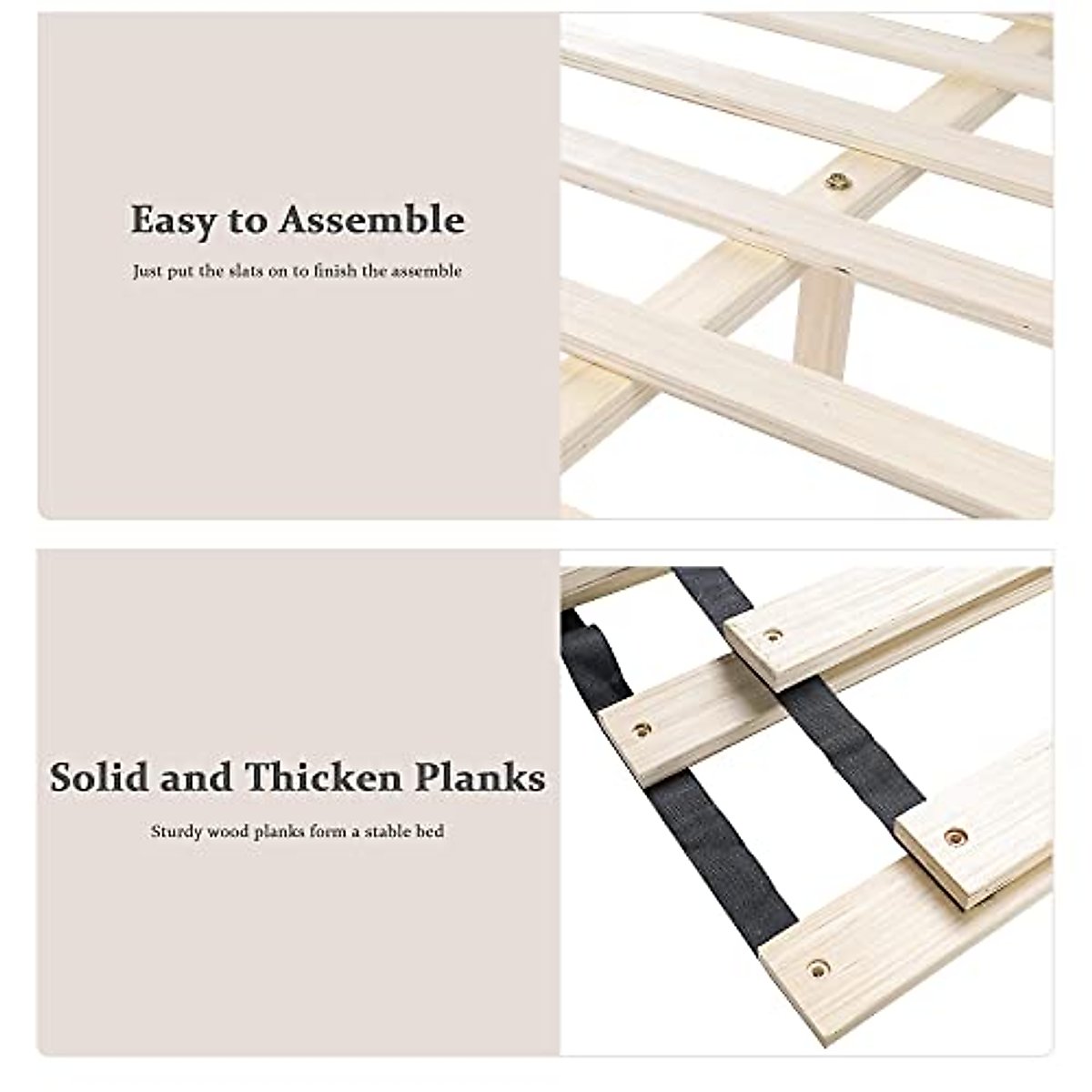 Homhougo Full Size Bed Frame with Adjustable Headboard, Upholstered Platform Bed with Button Tufted Faux Leather Headboard, Wood Slat Support, Noise-Free, No Box Spring Needed, Easy Assembly, Black