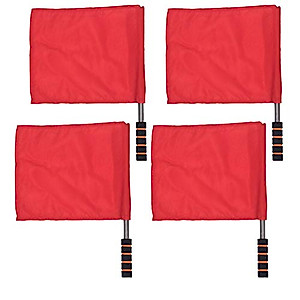 BESPORTBLE 4 pcs Hand Signal Flags Stainless Steel Pole Match Solid Color Command Flag Referee Flag for Football Track and Field (Red)