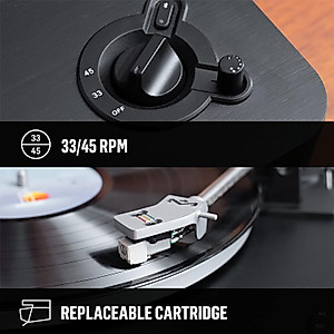 House of Marley Stir It Up Wireless Bluetooth Turntable - Sustainably Crafted Bamboo Record Player, Recycled Rewind Fabric, Superior Sound, Black