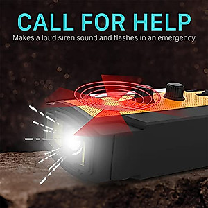 FosPower 4000mAh NOAA Emergency Weather Radio (Model A3) Portable Power Bank, Solar Charging, Hand Crank & Battery Operated, SOS Alarm, Motion Sensor Setting, AM/FM & Flashlight for Outdoor Emergency