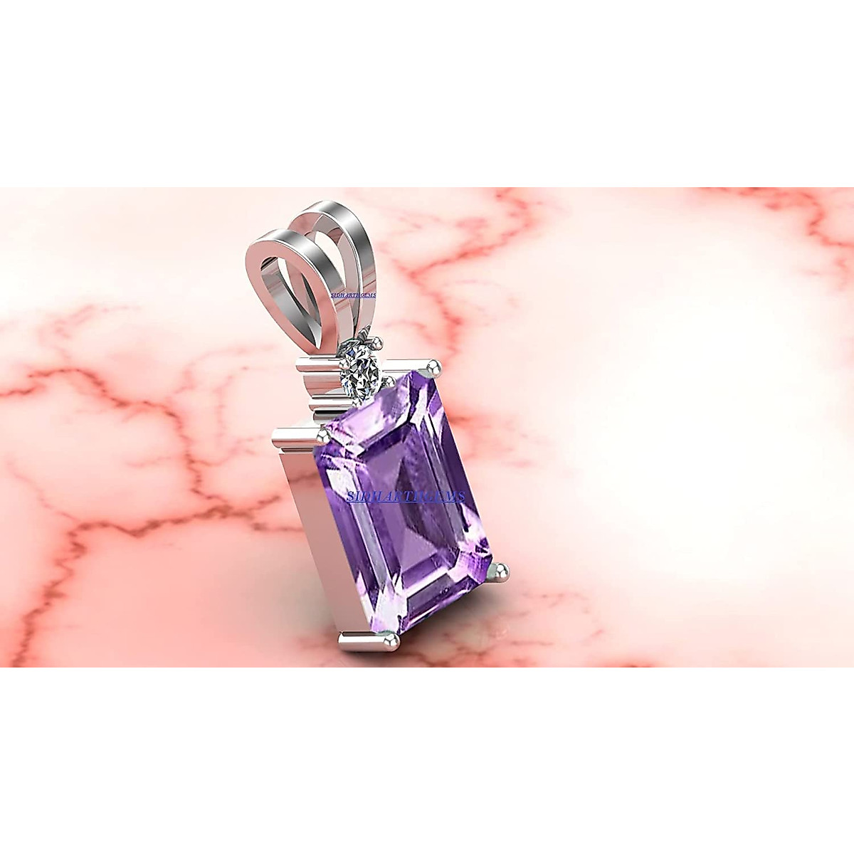 Tongari 8.00 Ratti 7.25 Carat Deluxe Quality Katela Amethyst Silver Plated Pendant/Locket Gemstone