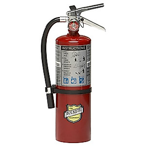 Buckeye 10914 ABC Multipurpose Dry Chemical Hand Held Fire Extinguisher with Aluminum Valve and Wall Hook, 5 lbs Agent Capacity, 3-3/8" Diameter x 7-1/4" Width x 16-3/8" Height