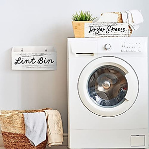 Dryer Sheet Dispenser 2 Pieces Farmhouse Laundry Softener Dispenser Wood Dryer Sheet Holder Laundry Detergent Holder White Fabric Softener Dispenser for Laundry Room Home Decor Organization, 2 Sizes