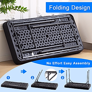 Suzile 4 Feet Folding Ice Table with Drain, Portable Furniture Ice Table Folding Ice Cooler Table for Outdoor Cooling Food Beverage, Picnic, BBQ Party and Camping Wedding (Black)