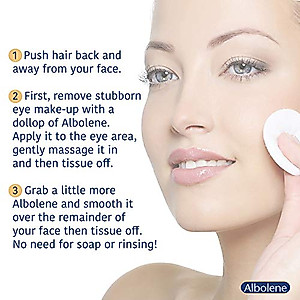 Albolene Face Moisturizer and Makeup Remover, Facial Cleanser and Cleansing Balm, Fragrance Free Cream, 3 Fl Oz (3 Pack)