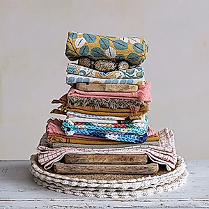 Creative Co-Op Woven Cotton Fringe, Set of 4 Colors Tea Towel, Multi