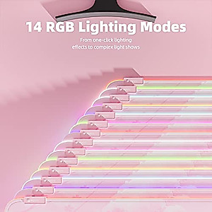 Pink RGB LED Gaming Mouse Pad, 14 Modes Glow Pad, Extra Large Gaming Mousepad,Waterproof Rubber Non Slip Cute Sakura Mat, Extended Big Keyboard and Mouse Pad Mat for Gamer Office Home, 800×300×4mm