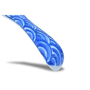 Japanese Mino Yaki(Ware) Ceramic Ramen Bowl and Ramen Spoon Set - Wave Navy, 33.8 fl oz, Japanese Donburi, Noodle, Soup Bowl, Microwave & Dishwasher Safe, Home Kitchen & Restaurant, Japanese Gifts